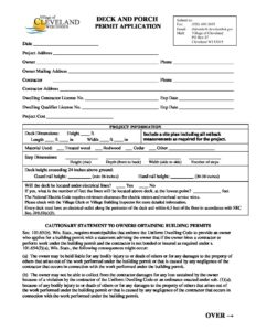 Deck & Porch Permit Application | Village of Cleveland