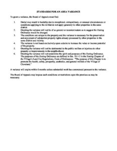 Board of Appeals Variance Standards | Village of Cleveland